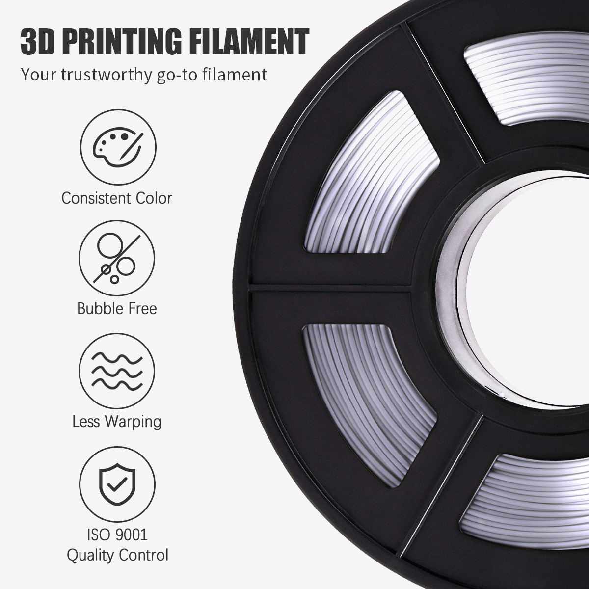 Filament Silk PLA+ SILVER 1,75 mm 1kg Impression 3D - 3dm.ma